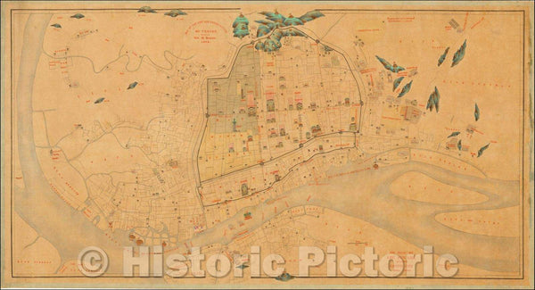 Historic Map - Guangzhou) Plan of the City and Entire Suburbs of Canto ...