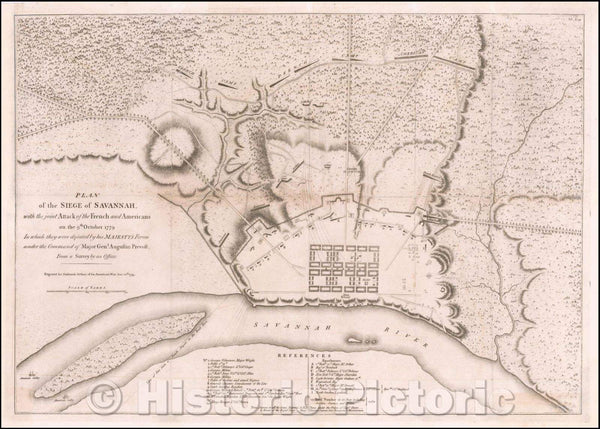 Historic Map - Plan of the Siege of Savannah, with the joint Attack of ...
