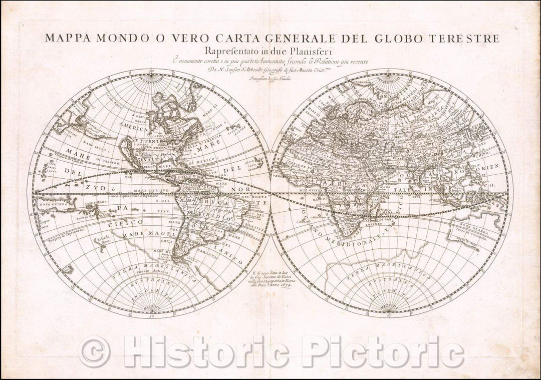 Historic Map - Mappa Mondo, o Vero Carta Generale Del Globo Terrestre ...