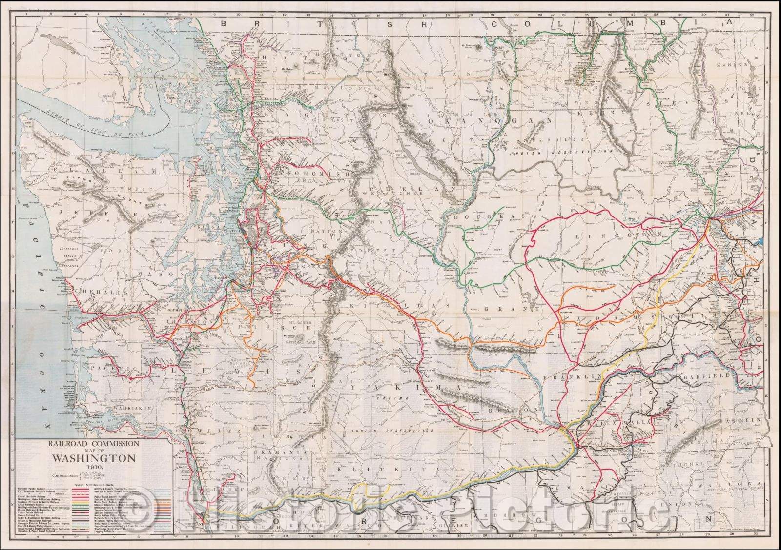 Historic Map - Railroad Commission Map of Washington, 1910, Rand McNal ...