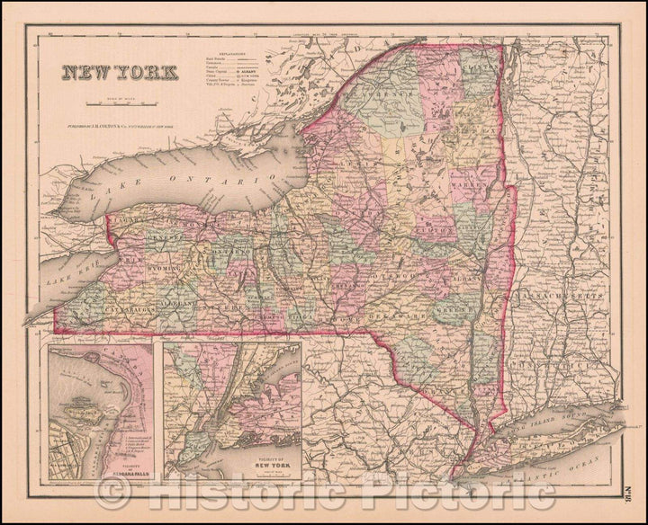 Historic Map - New York, 1857, Joseph Hutchins Colton - Vintage Wall A ...
