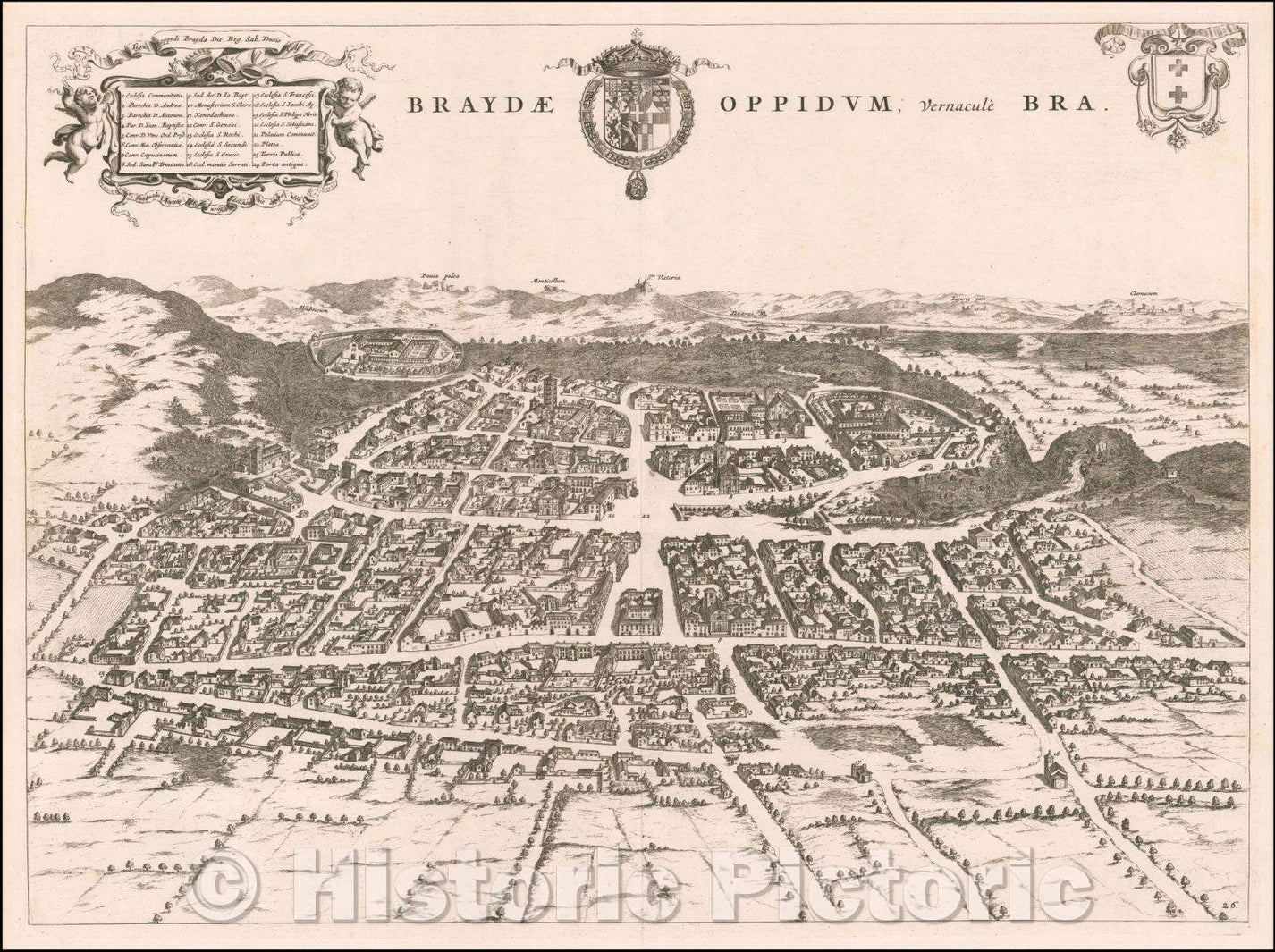 Historic Map - [Bra] Braydae Oppidum, vernacule Bra/Birdseye of Bra, s ...