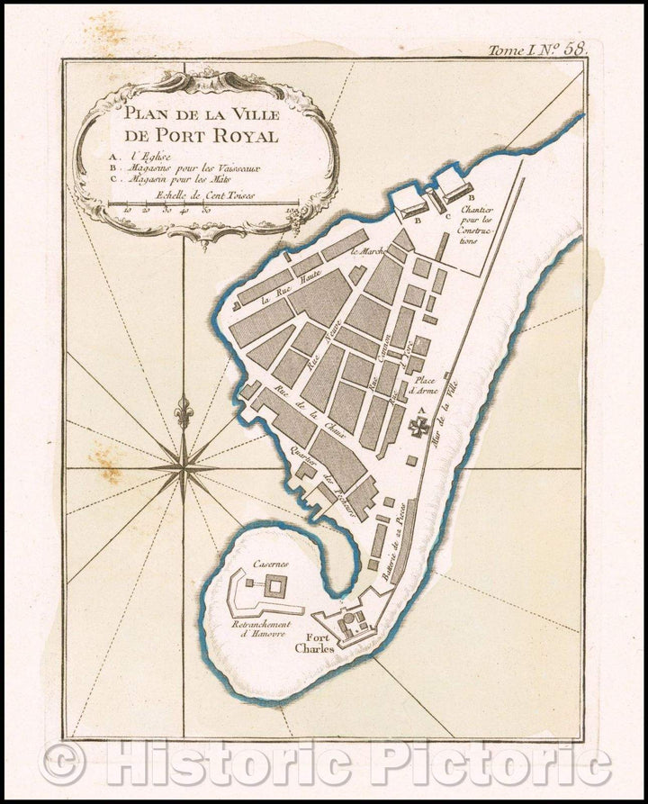 Historic Map - Plan de la Ville de Port Royal/Plan of the City of Port ...
