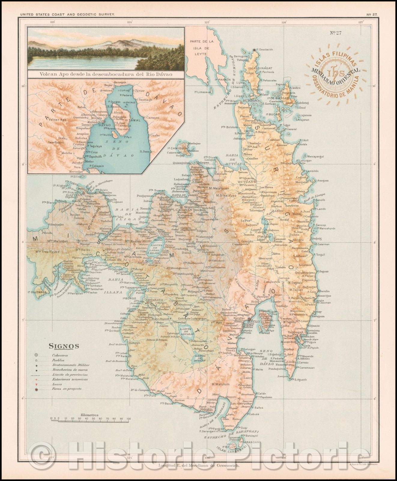 Historic Map - Mindanao Orientale/Eastern Mindanao, 1899, Hoen & Co ...
