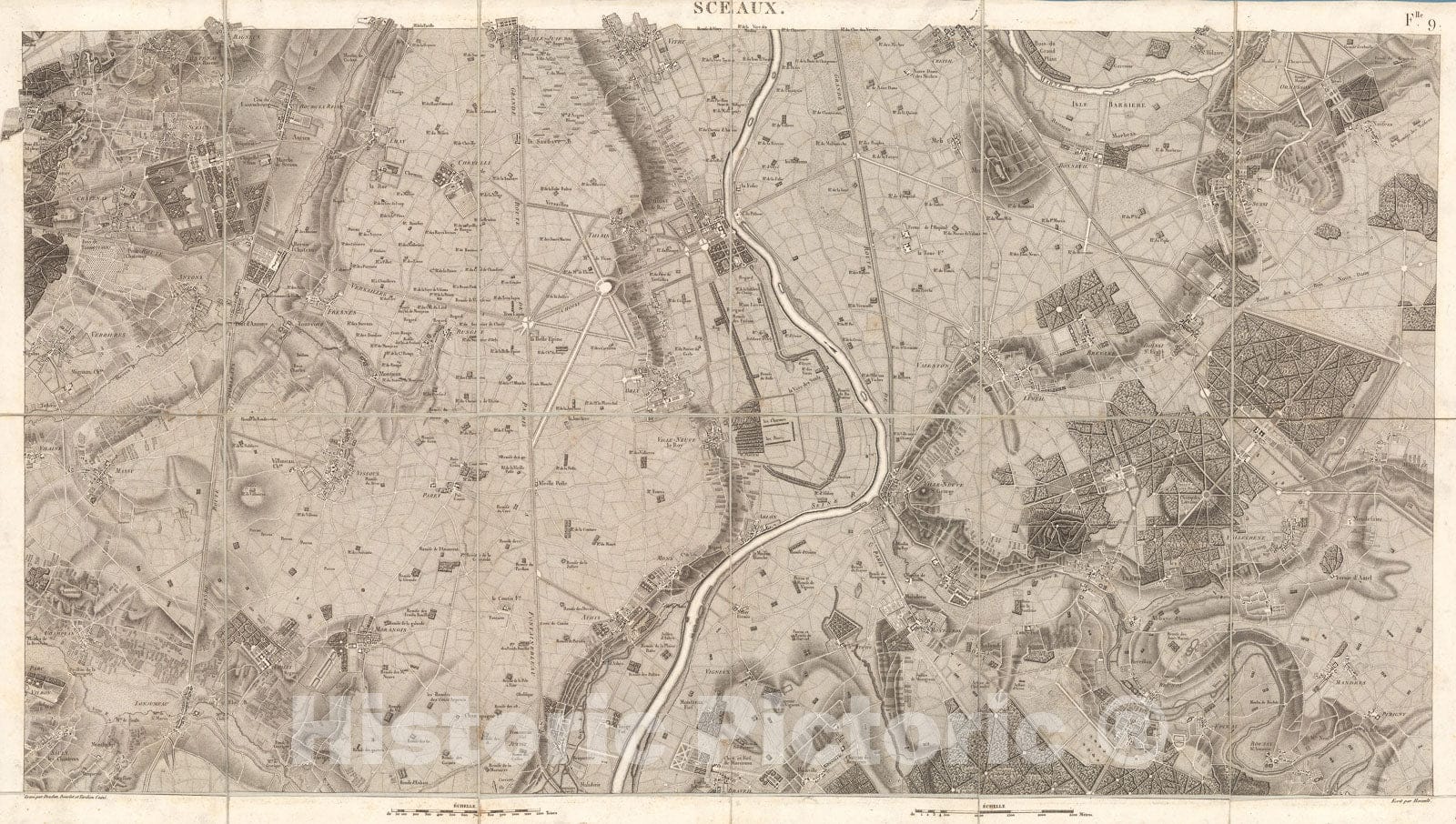 Historic Map : Sheet 9. Sceaux. Carte topographique des environs de Ve ...