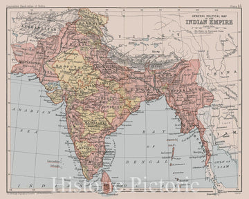 Historic Map : General political map of the Indian Empire. Plate 15, 1 ...