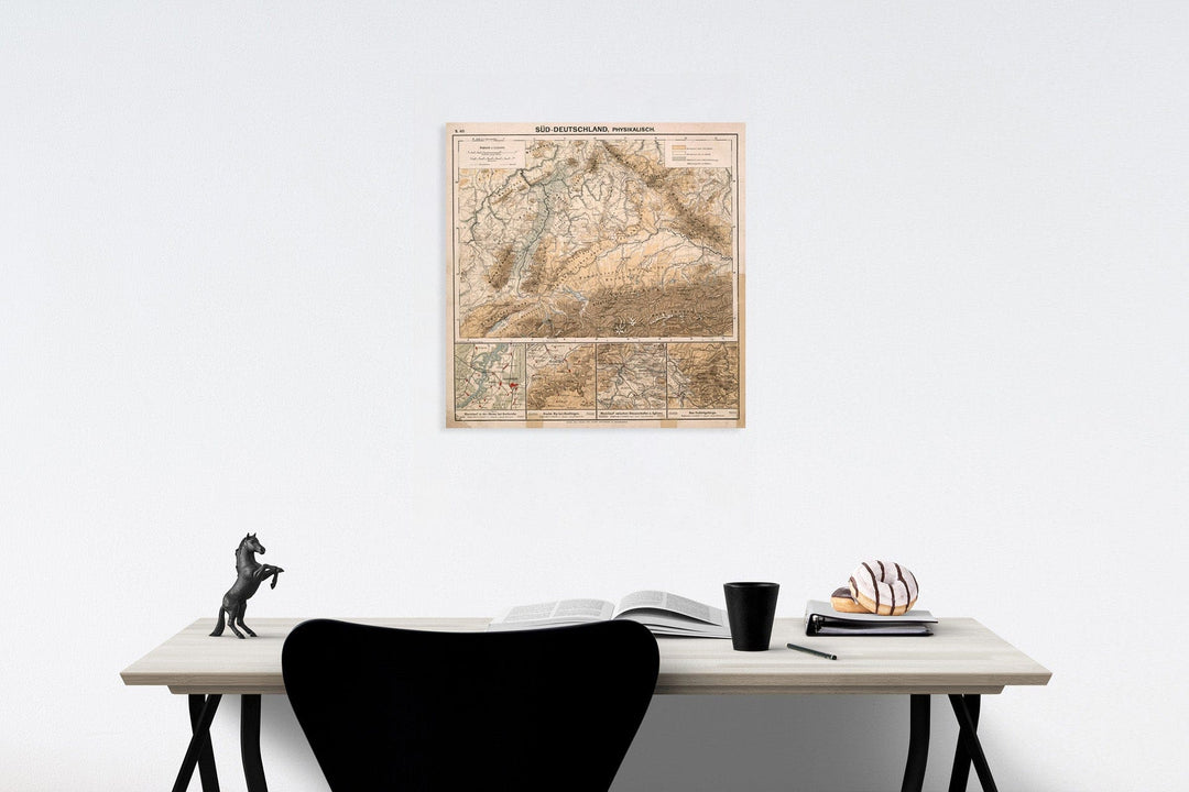 Historic Map : S40. Sued-Deutschland, Physikalisch., 1883, Vintage Wal ...