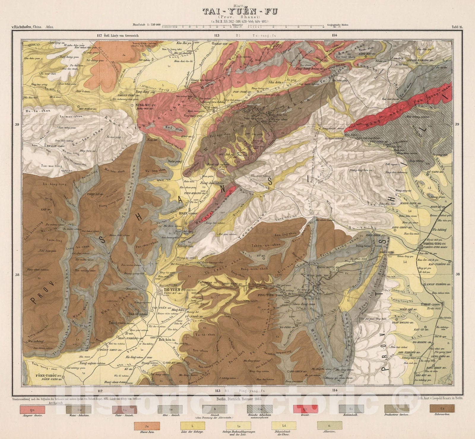Historic Map : Blatt Ta - Yuen - Fu. Tafel 16, 1885, Vintage Wall Deco ...
