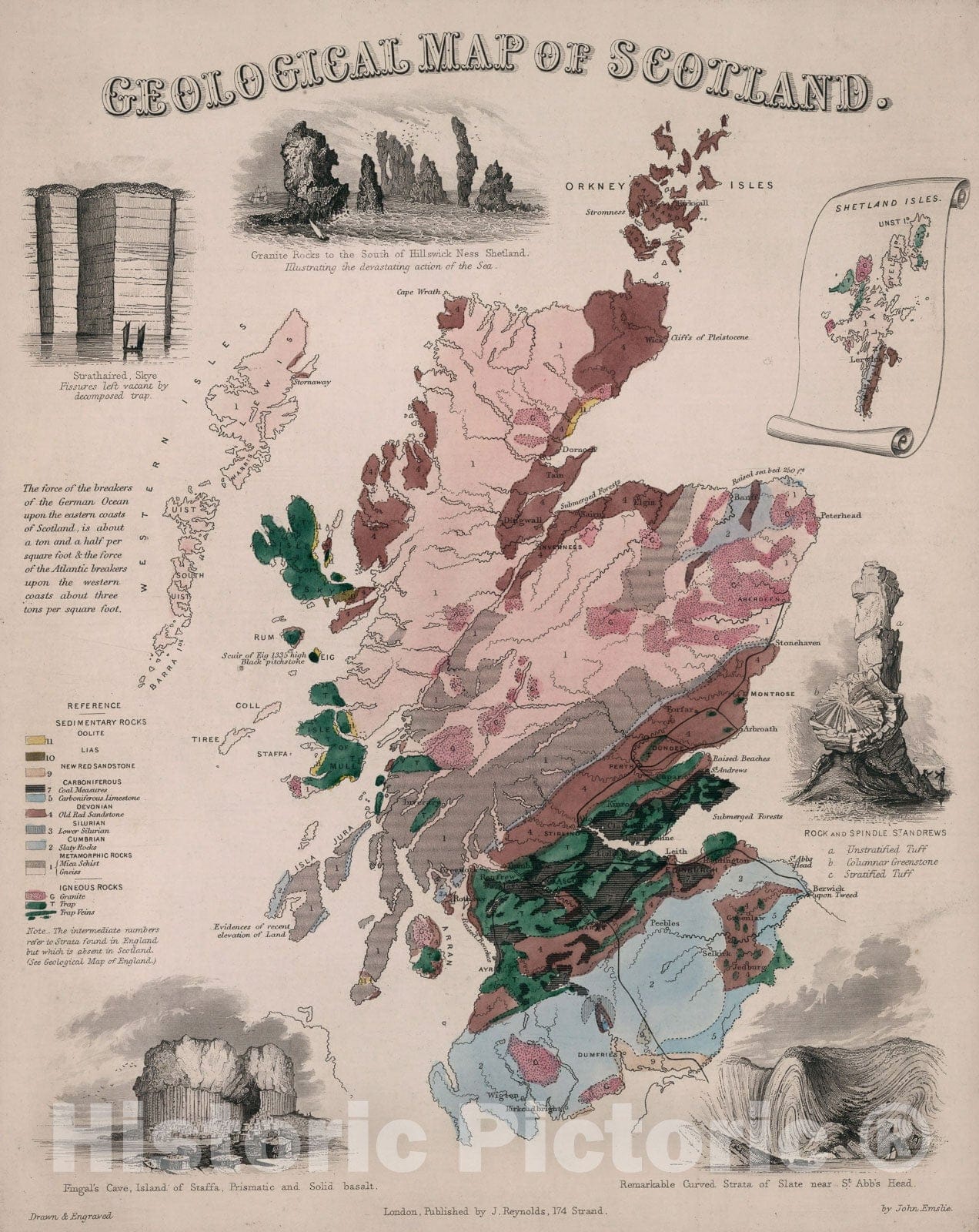 Historic Map : Geological map of Scotland, 1850, Vintage Wall Decor ...