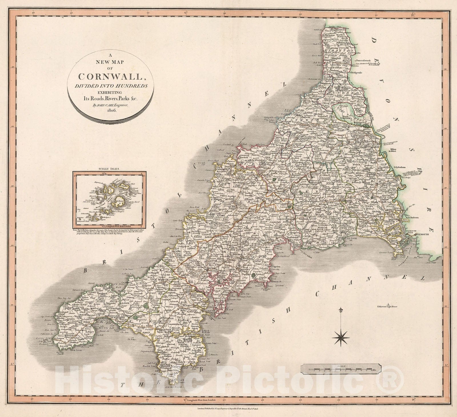 Historic Map : A new map of Cornwall, 1809, Vintage Wall Decor ...