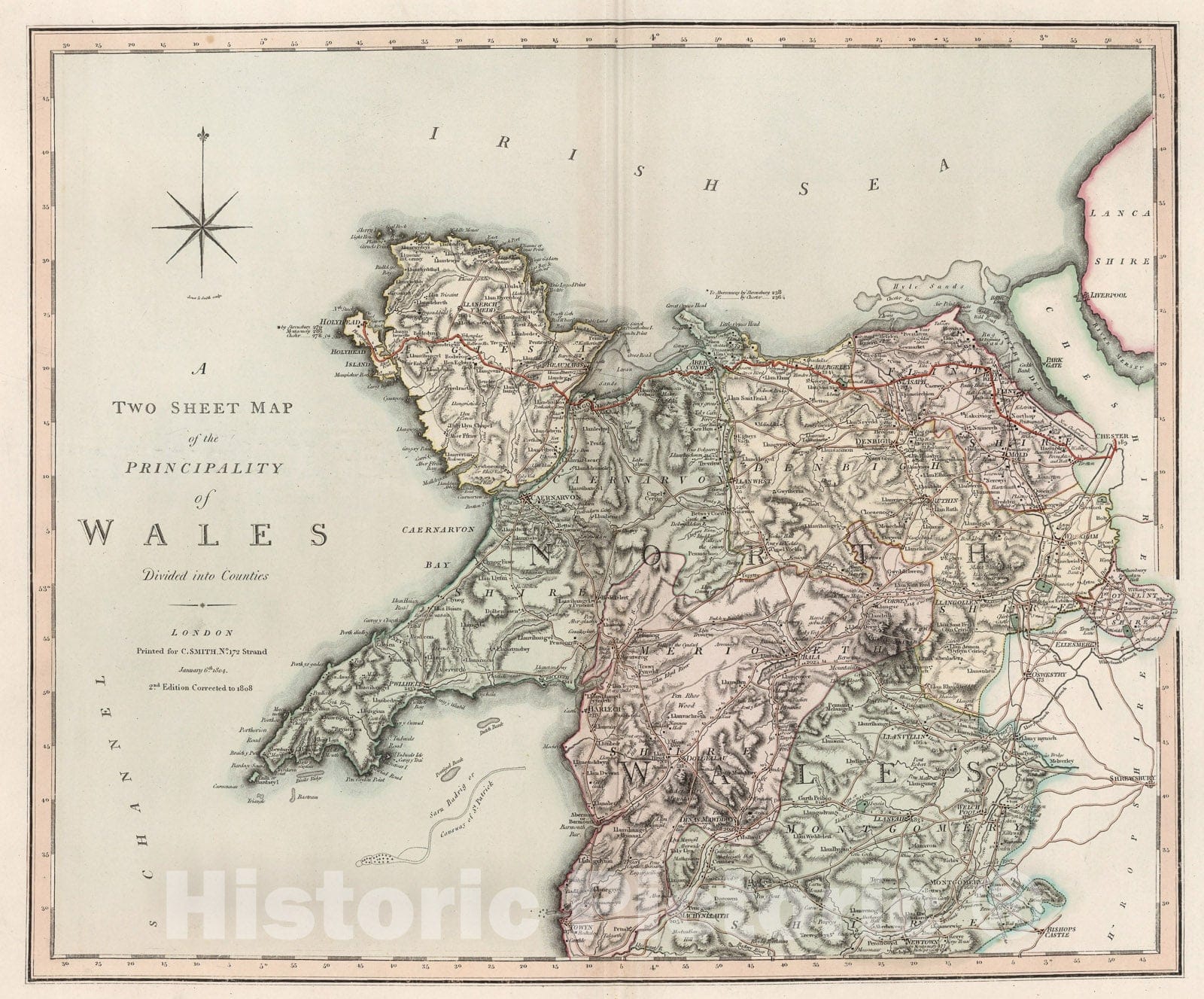 Historic Map : A two sheet map of the principality of Wales. Sheet 1 ...