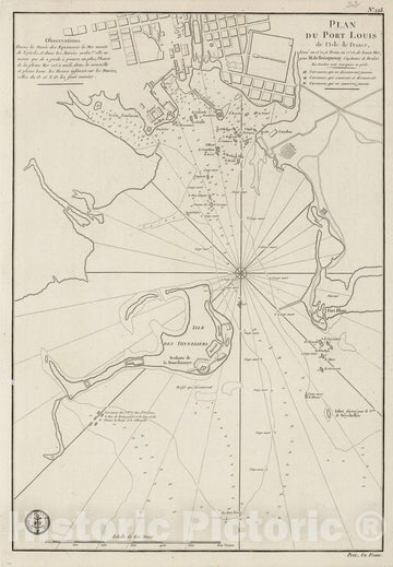 Historic Map : Plan du Port Louis de l'Isle de France, 1810, Vintage W ...