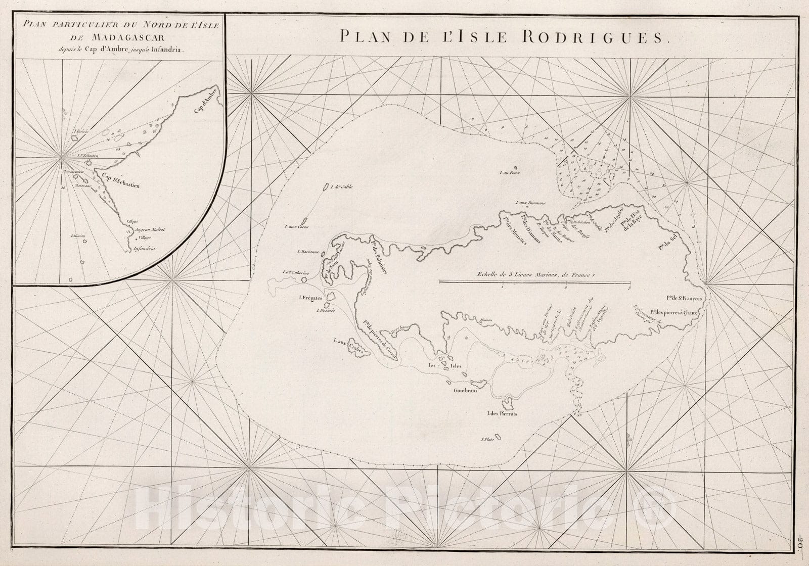 Historic Map : Plan de l'isle Rodrigues, 1810, Vintage Wall Decor ...