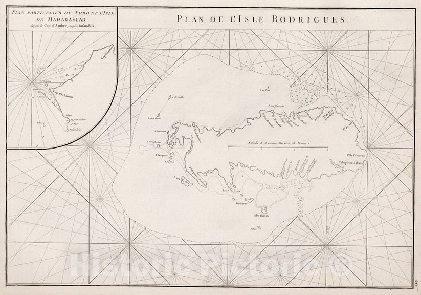 Historic Map : Plan de l'isle Rodrigues, 1810, Vintage Wall Decor ...