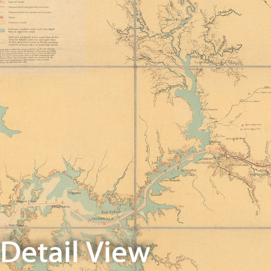 Historic Map : Map showing line of proposed lock canal, 1906, Vintage ...