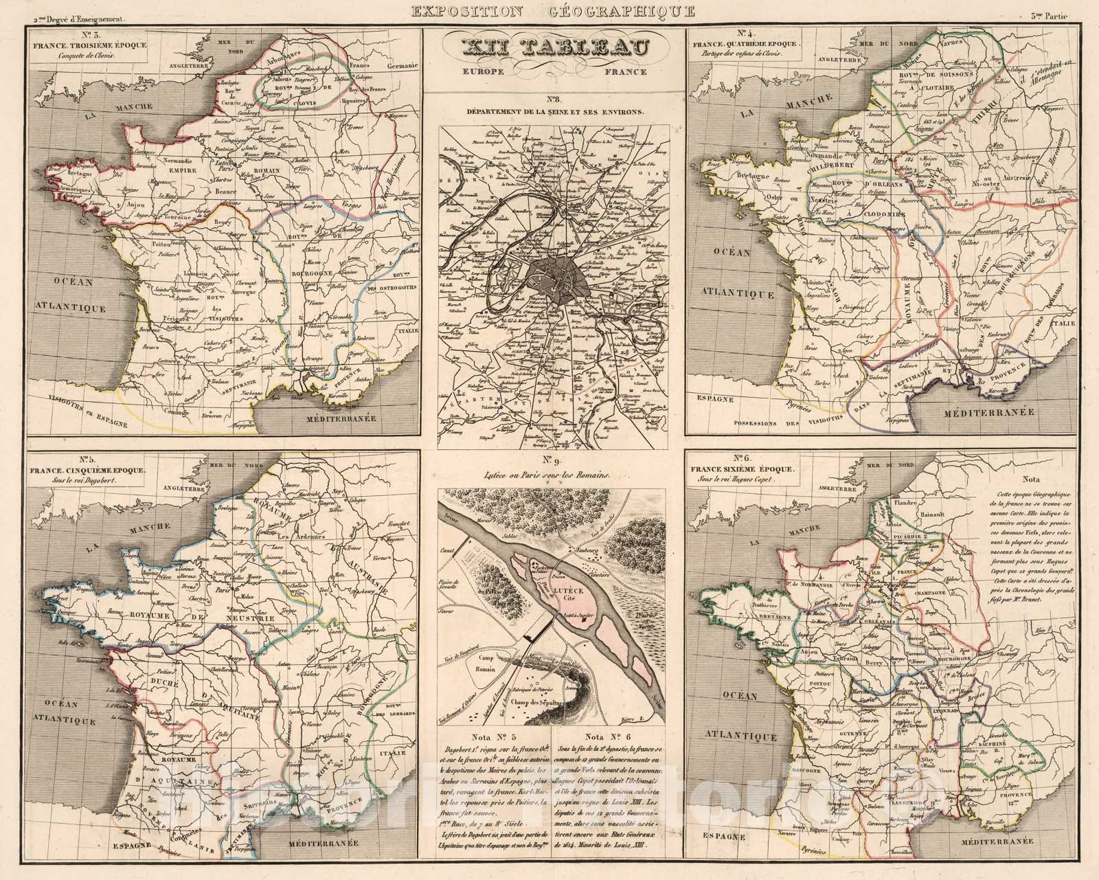 Historic Map : Exposition geographique XII Tableau : Europe: France, 1 ...