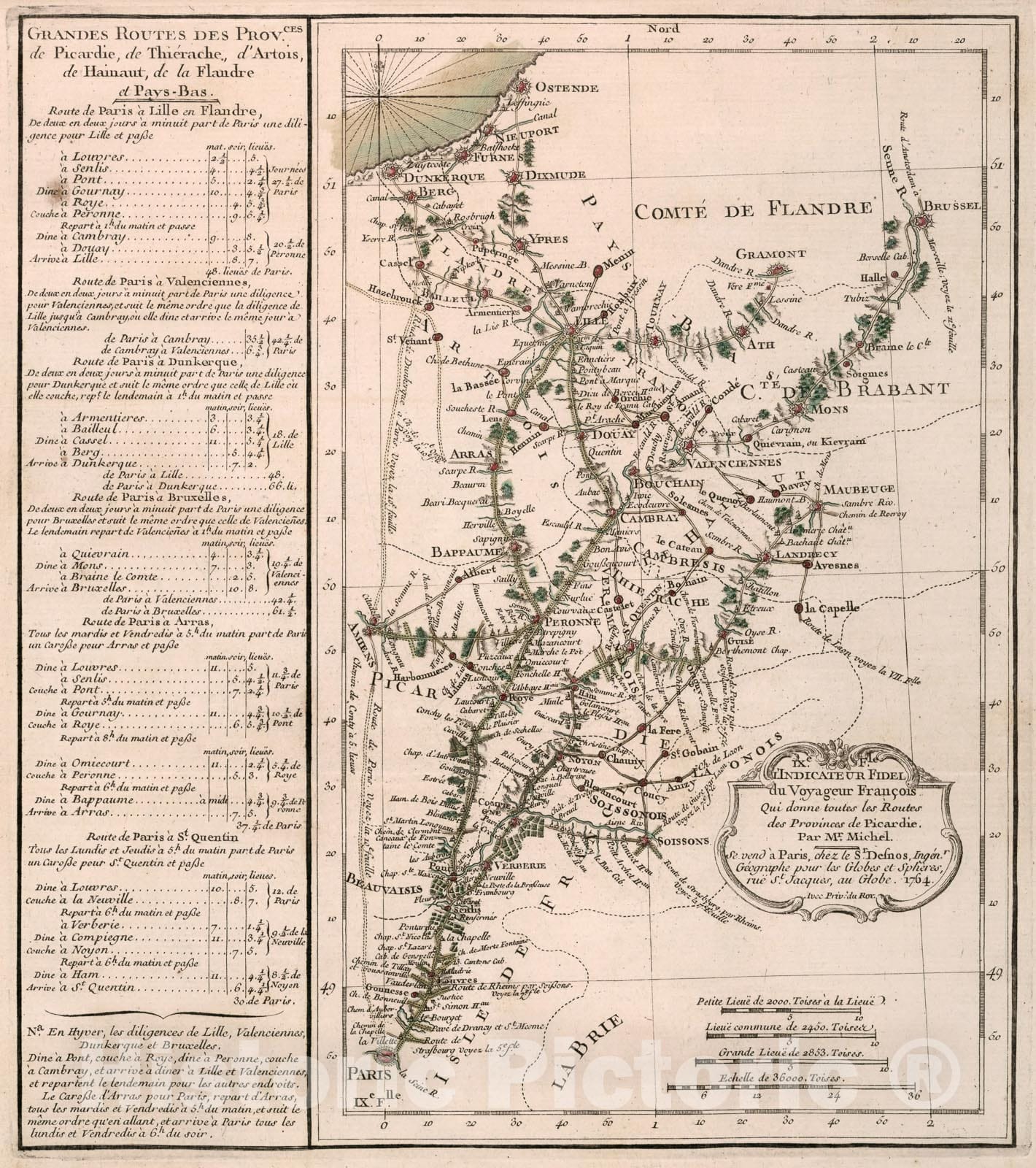 Historic Map : IX Feuille, L'indicateur fidele, du voyageur Francois ...