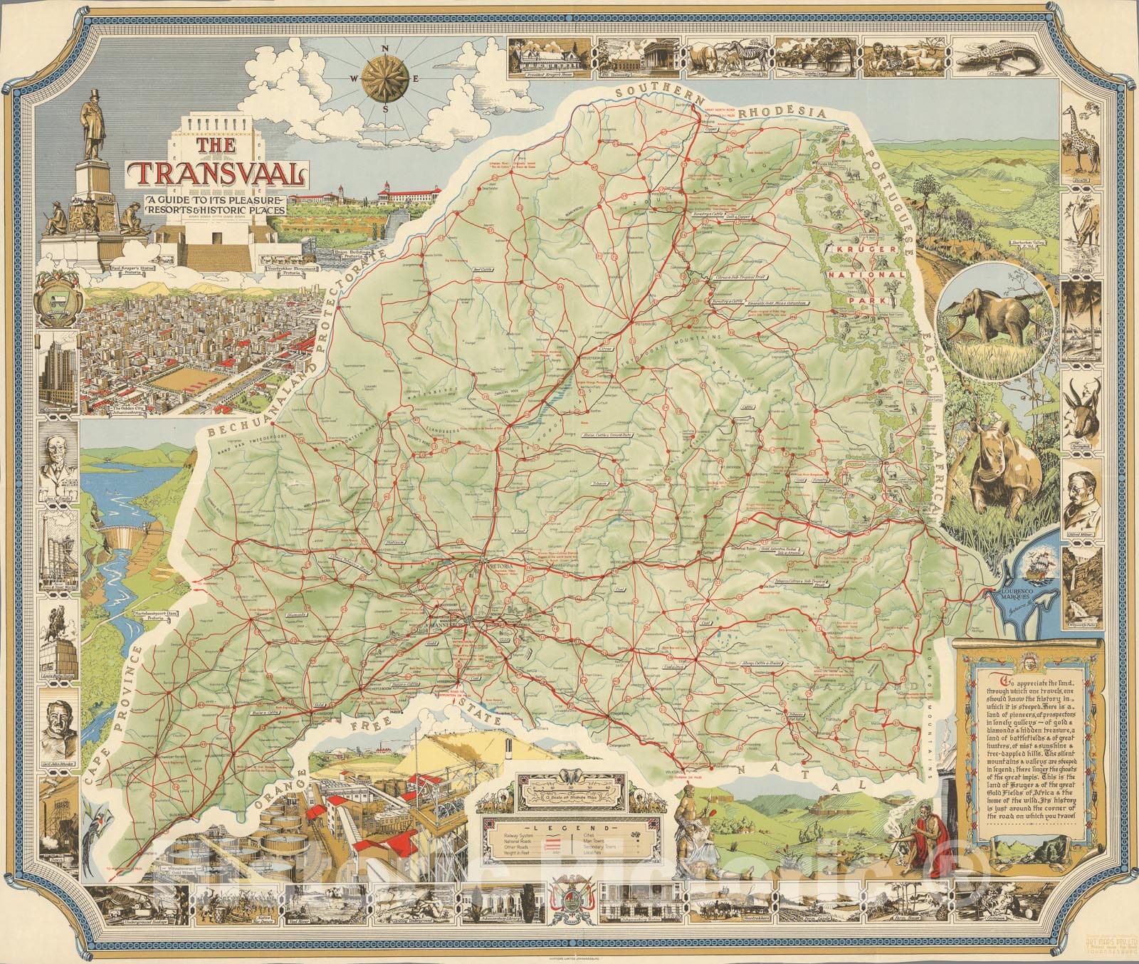 Historic Map : The Transvaal : a guide to its pleasure resorts & histo ...