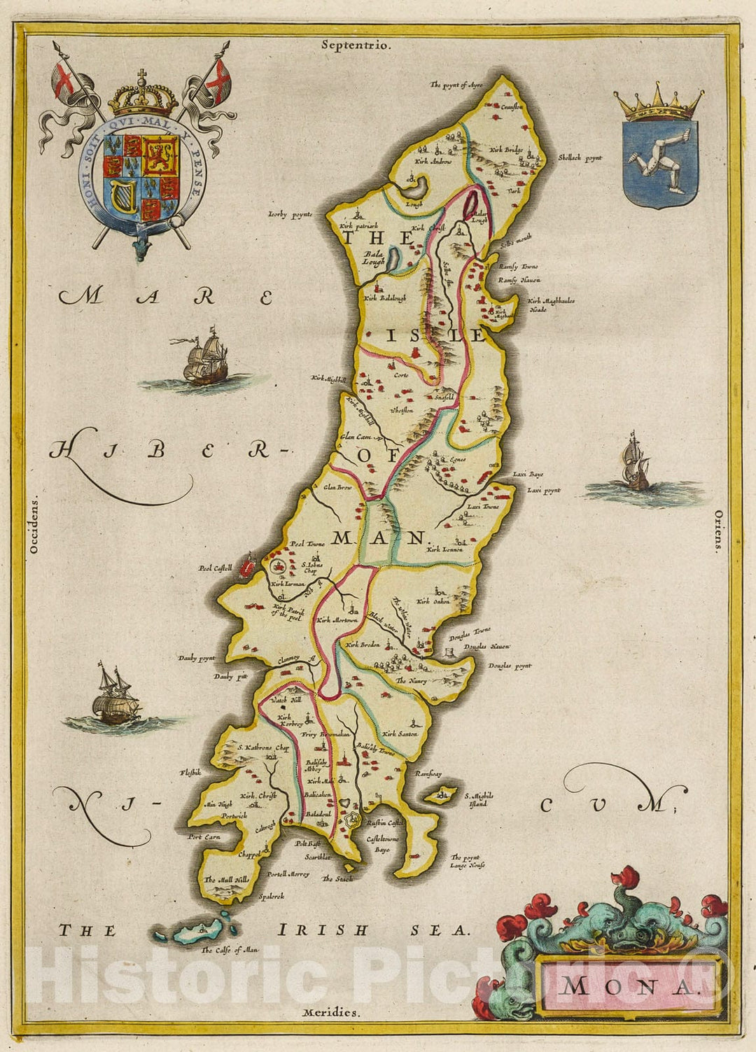 Historic Map : Mona, 1665, Vintage Wall Decor – Historic Pictoric