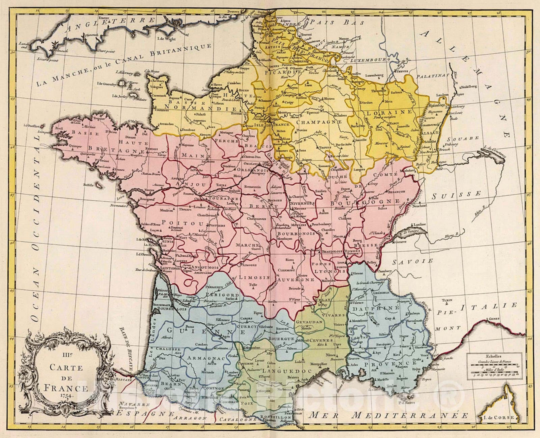 Historic Map : France., 1755, Vintage Wall Decor – Historic Pictoric