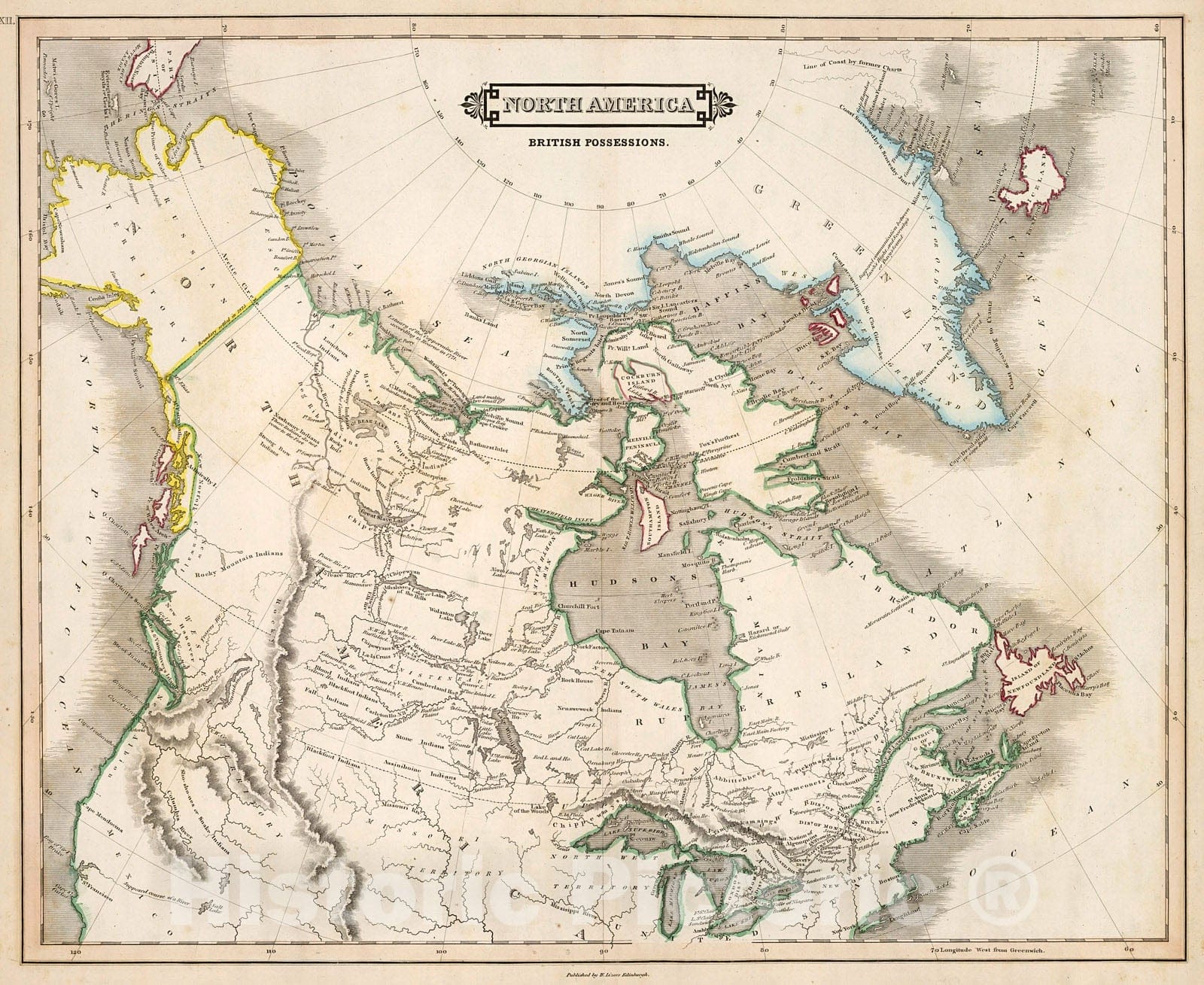 Historic Map : North America : British possession, 1841, Vintage Wall ...