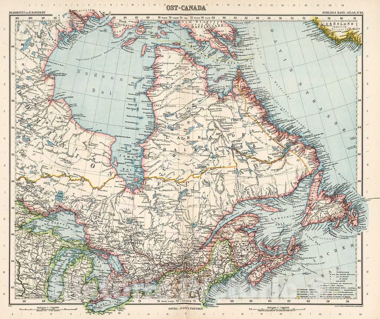 Historic Map : Ost-Canada., 1905, Vintage Wall Decor – Historic Pictoric