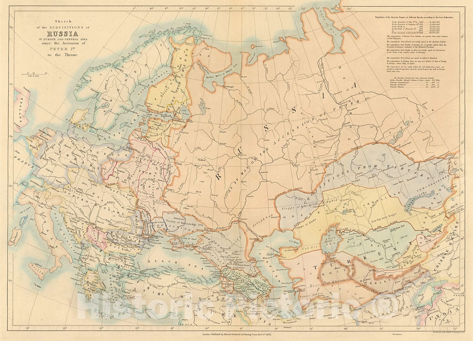 Historic Map : Sketch of the acquisitions of Russia in Europe, 1884, V ...