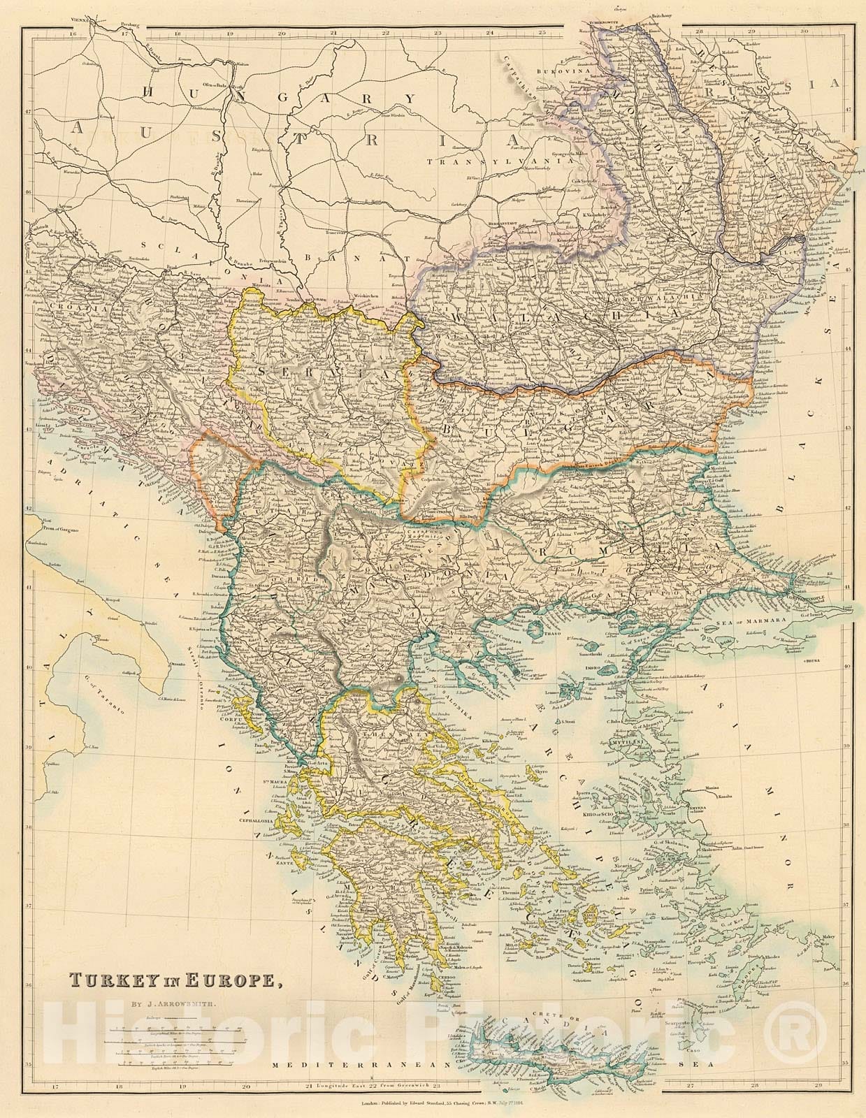 Historic Map : Turkey in Europe, 1884, Vintage Wall Decor – Historic ...