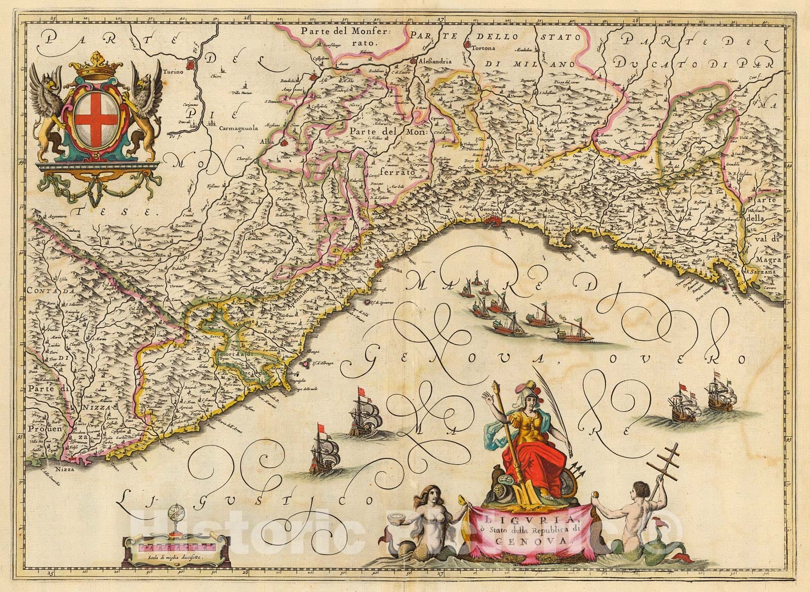 Historic Map : Liguria, o stato della republica di Genova, 1690, Vinta ...
