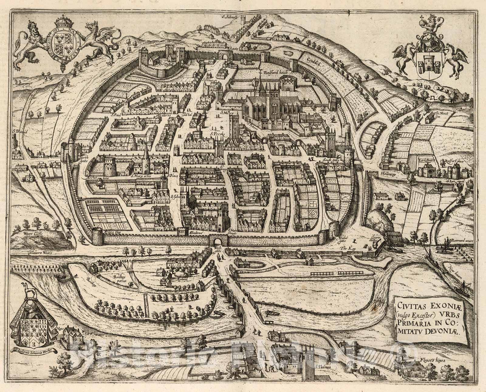 Historic Map : Vol VI (1) Civitas Exoniae (Exeter)., 1640, Vintage Wal ...