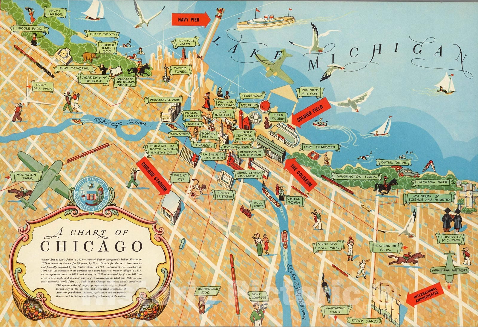 Historic Map : Chart of Chicago., 1945, Vintage Wall Decor – Historic ...