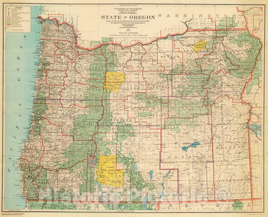 Historic Map : State of Oregon., 1922, Vintage Wall Decor – Historic ...