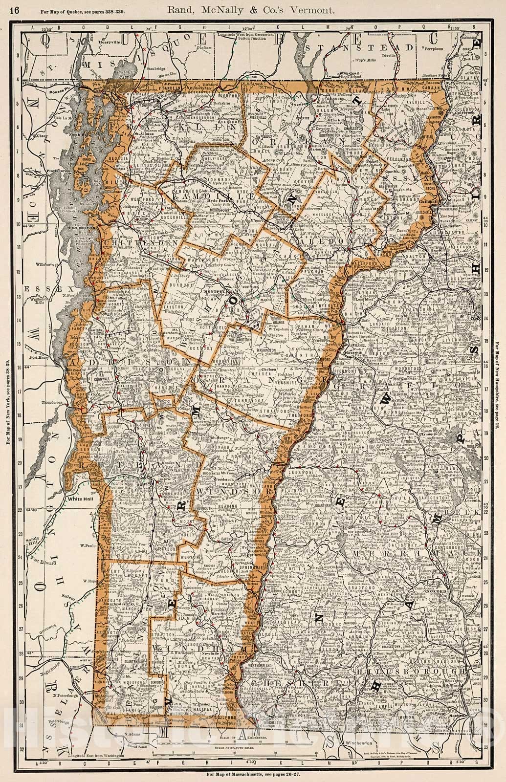 Historic Map : Vermont., 1894, Vintage Wall Decor - Historic Pictoric