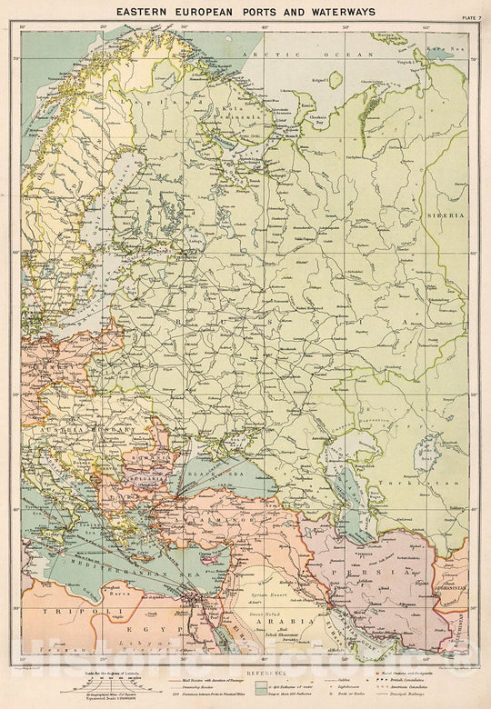 Historic Map : Eastern European ports and waterways, 1905, Vintage Wal ...