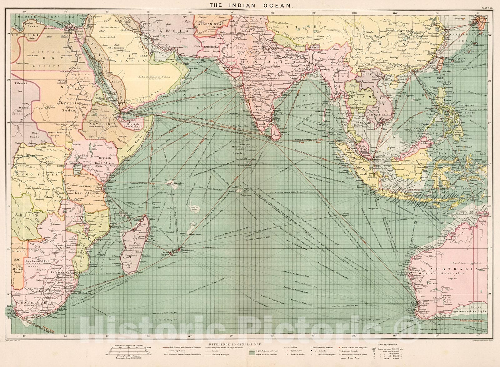 Historic Map : The Indian Ocean, 1905, Vintage Wall Decor - Historic ...