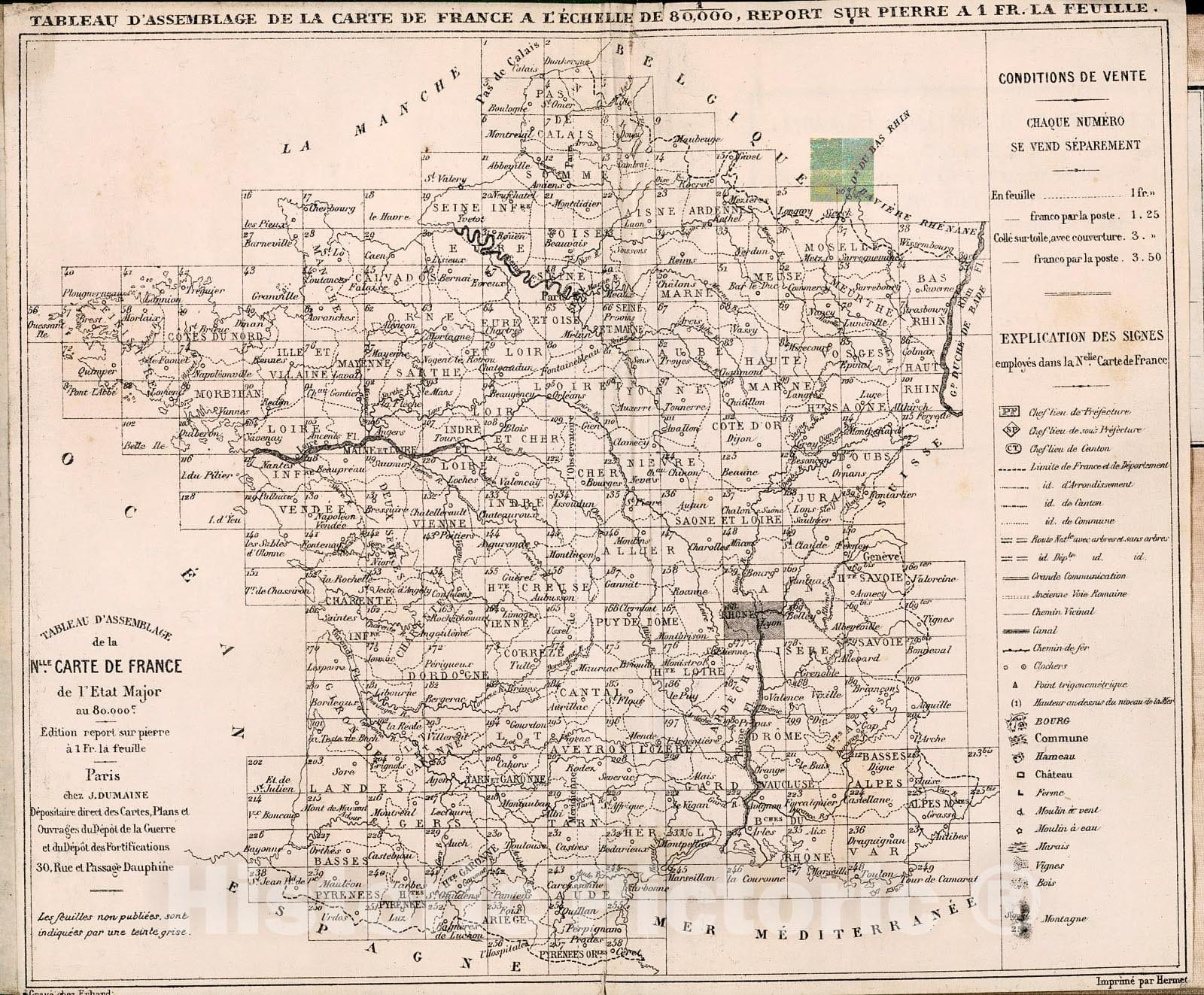 Historic Map : Tableau D'Assemblage De La Carte De France, 1882, Vinta ...