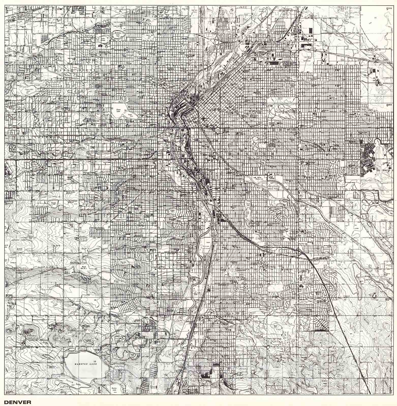 Historic Map : Denver., 1966, Vintage Wall Decor – Historic Pictoric