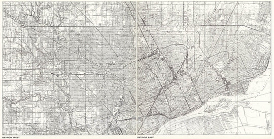 Historic Map : Detroit West; Detroit East., 1966, Vintage Wall Decor ...
