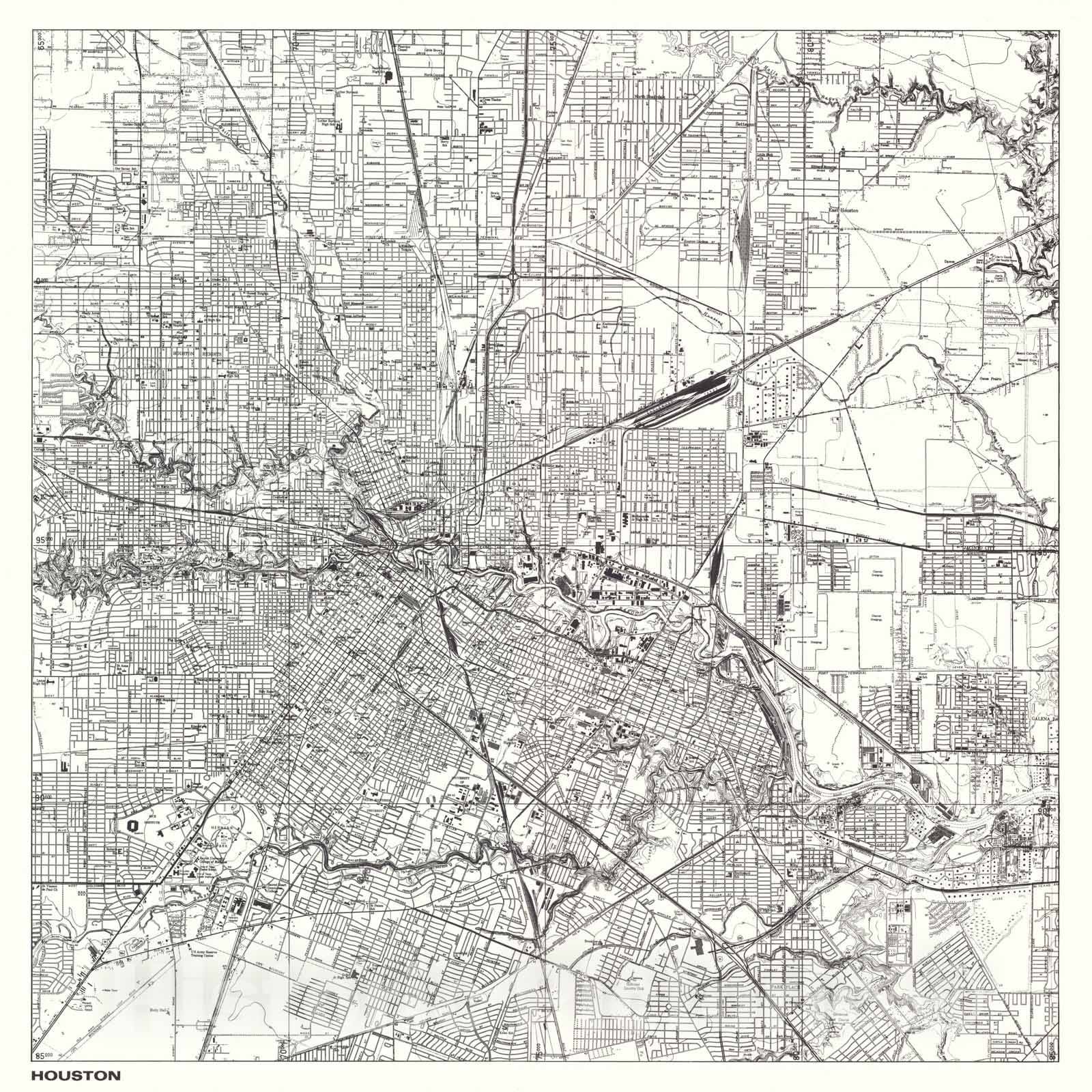 Historic Map : Houston., 1966, Vintage Wall Decor – Historic Pictoric
