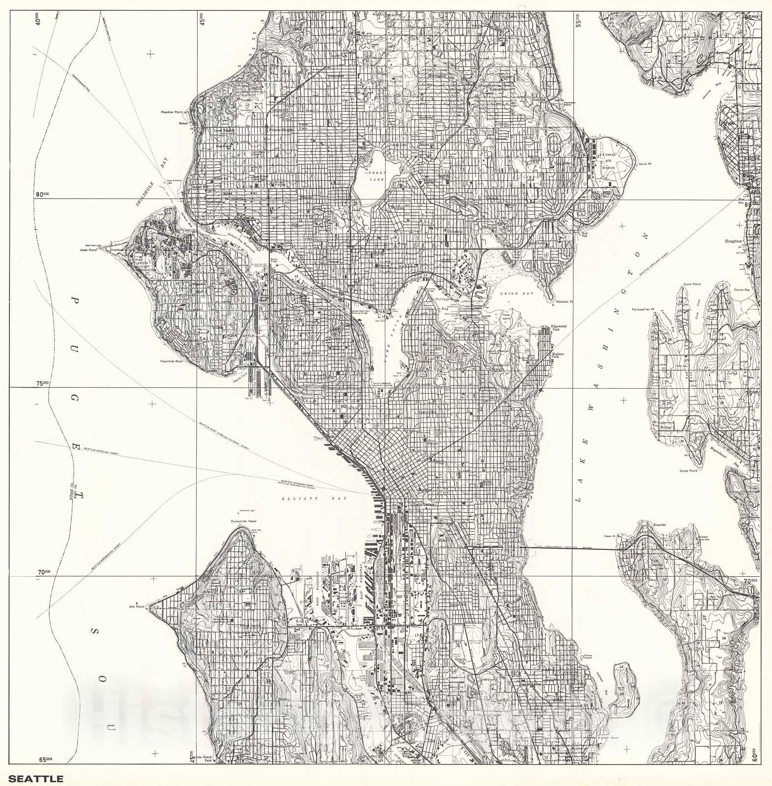 Historic Map : Seattle., 1966, Vintage Wall Decor - Historic Pictoric