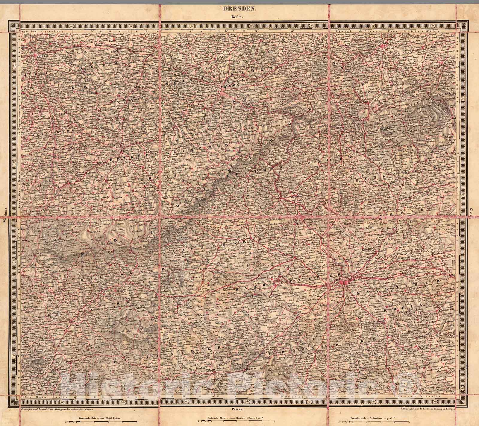 Historic Map : Dresden, 1850, Vintage Wall Decor – Historic Pictoric