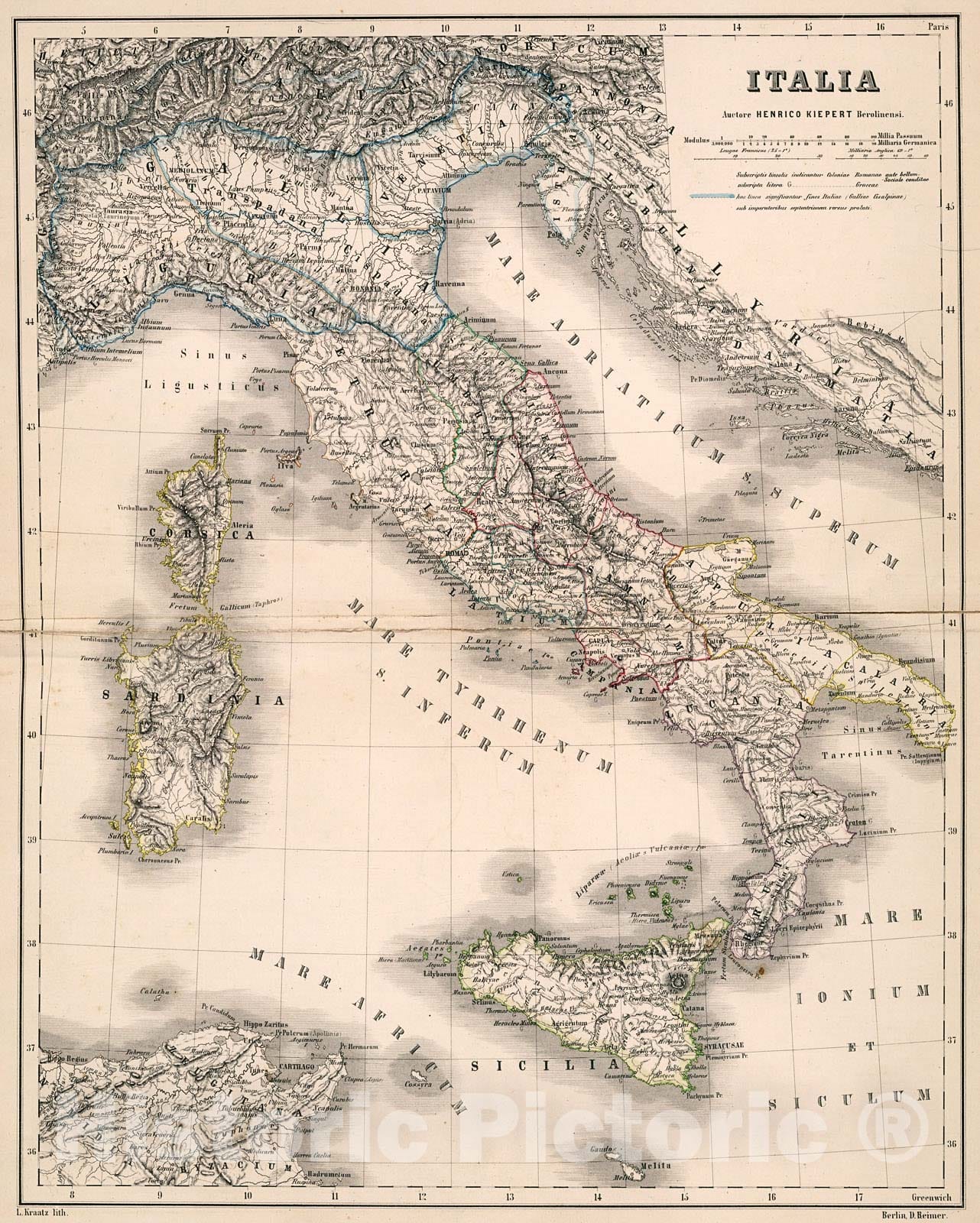 Historic Map : Italia, 1859, Vintage Wall Decor – Historic Pictoric