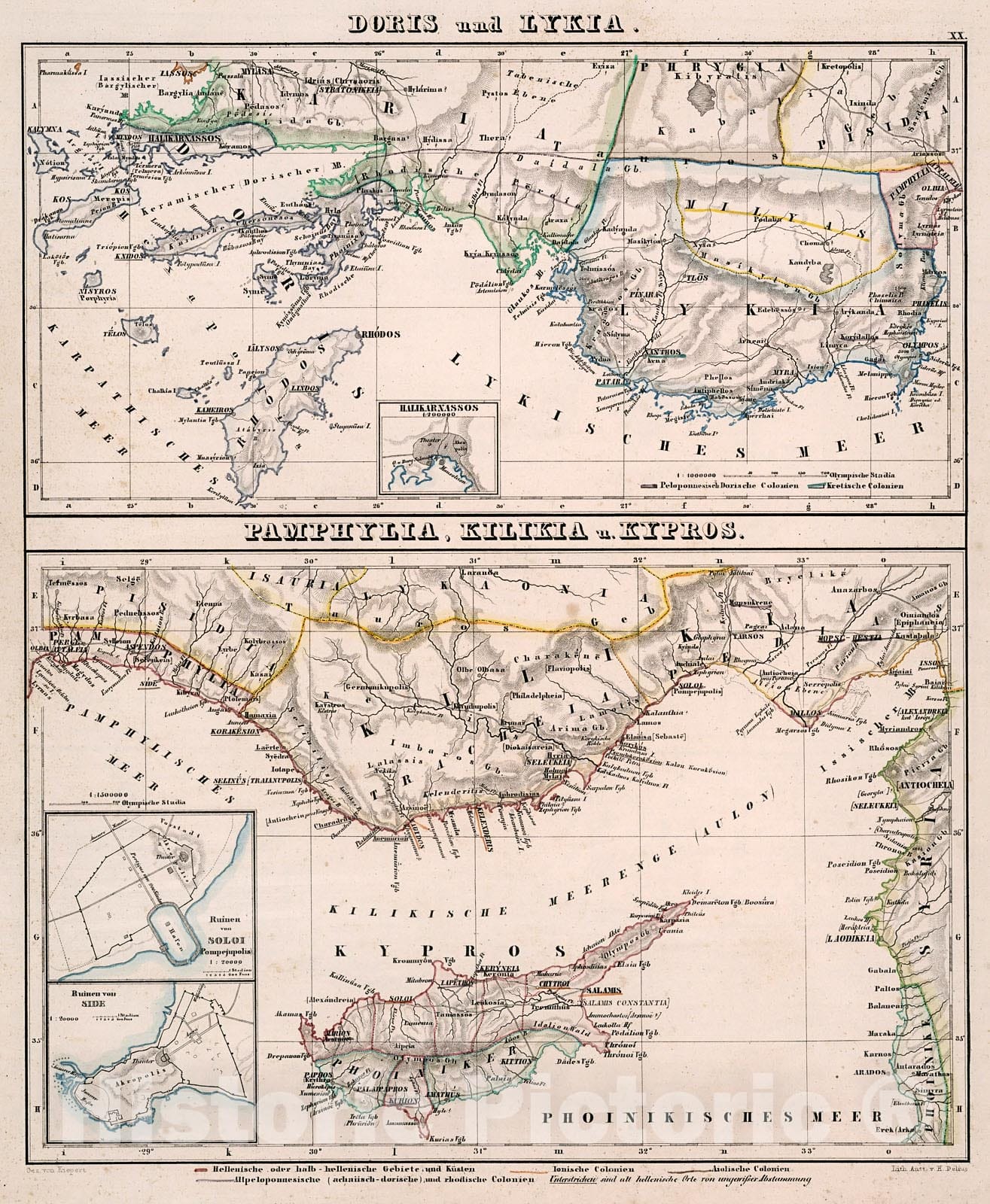 Historic Map : Doris und Lykia. Pamphylia, Kilikia u. Kypros, 1846, Vi ...