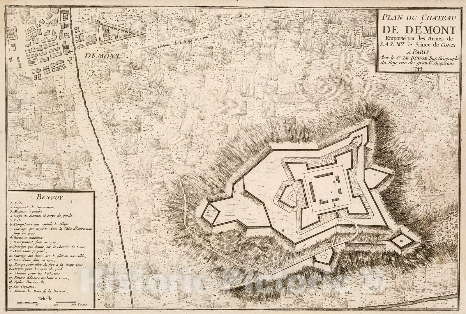 Historic Map : Plan du Chateau de Demont, 1742, Vintage Wall Decor ...