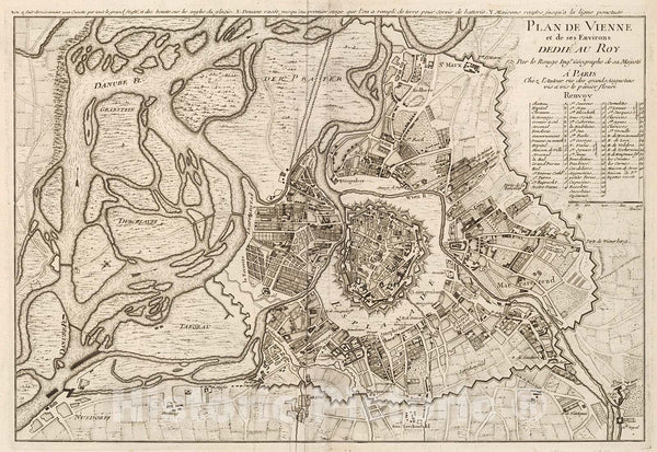 Historic Map : Plan de Vienne et de ses Environs, 1742, Vintage Wall D ...