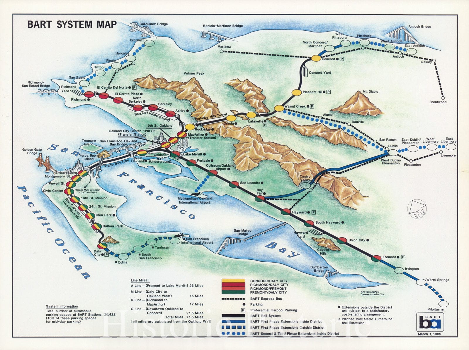 Historic Map : BART system map, 1989, Vintage Wall Decor – Historic ...