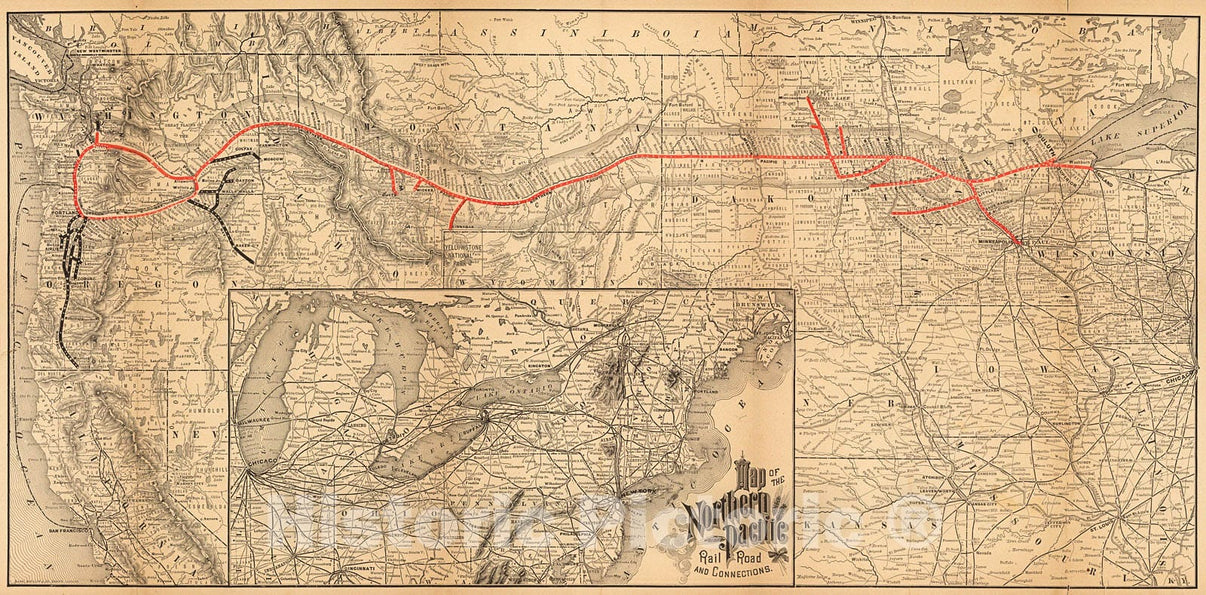 Historic Map : Map of the Northern Pacific Rail Road and Connections ...