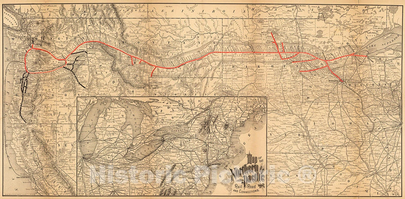 Historic Map : Map of the Northern Pacific Rail Road and Connections ...