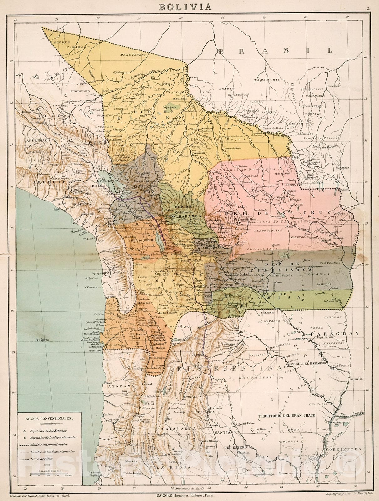 Historic Map : Bolivia, 1885, Vintage Wall Decor – Historic Pictoric