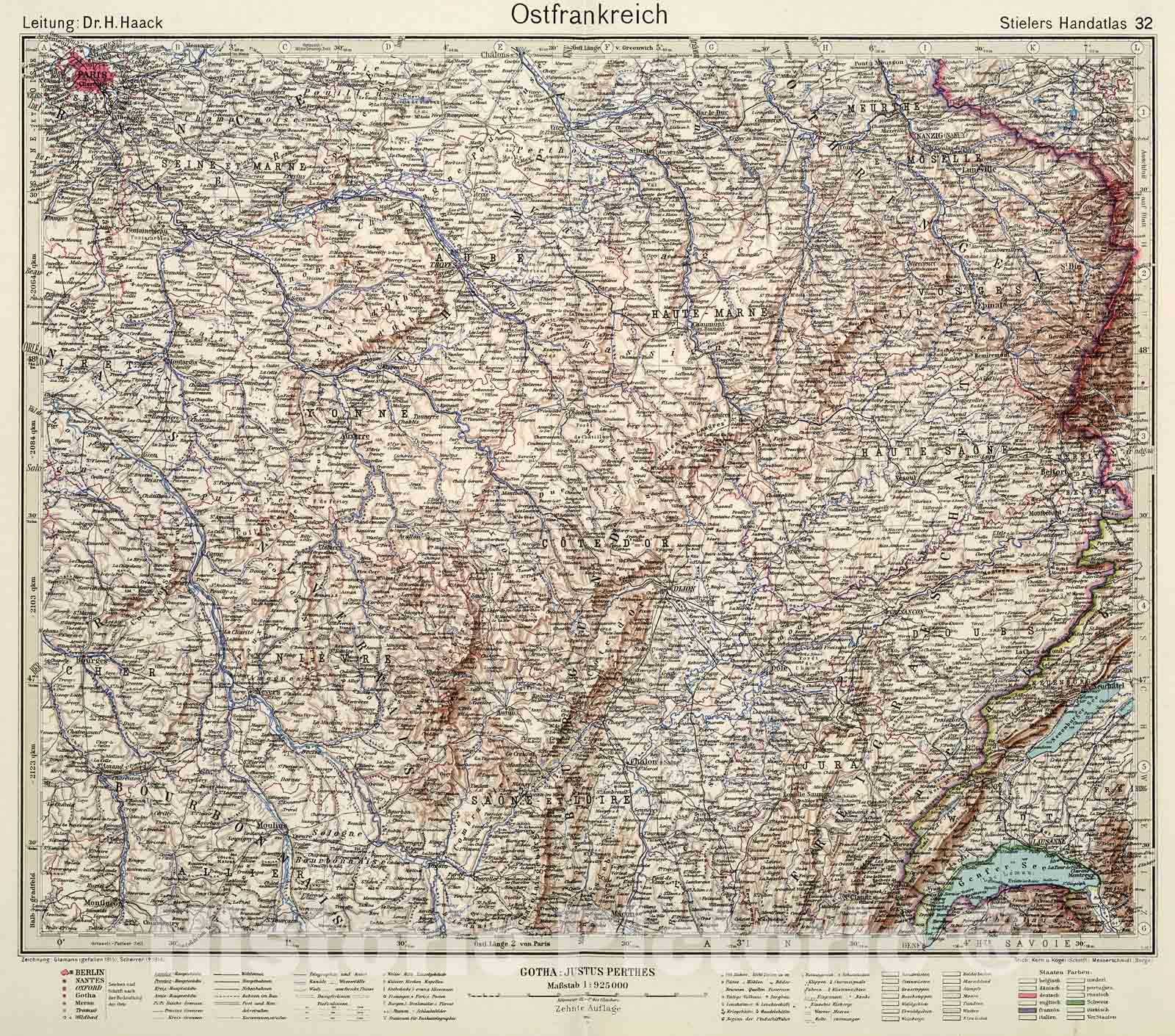 Historic Map : Ostfrankreich., 1945, Vintage Wall Decor – Historic Pictoric